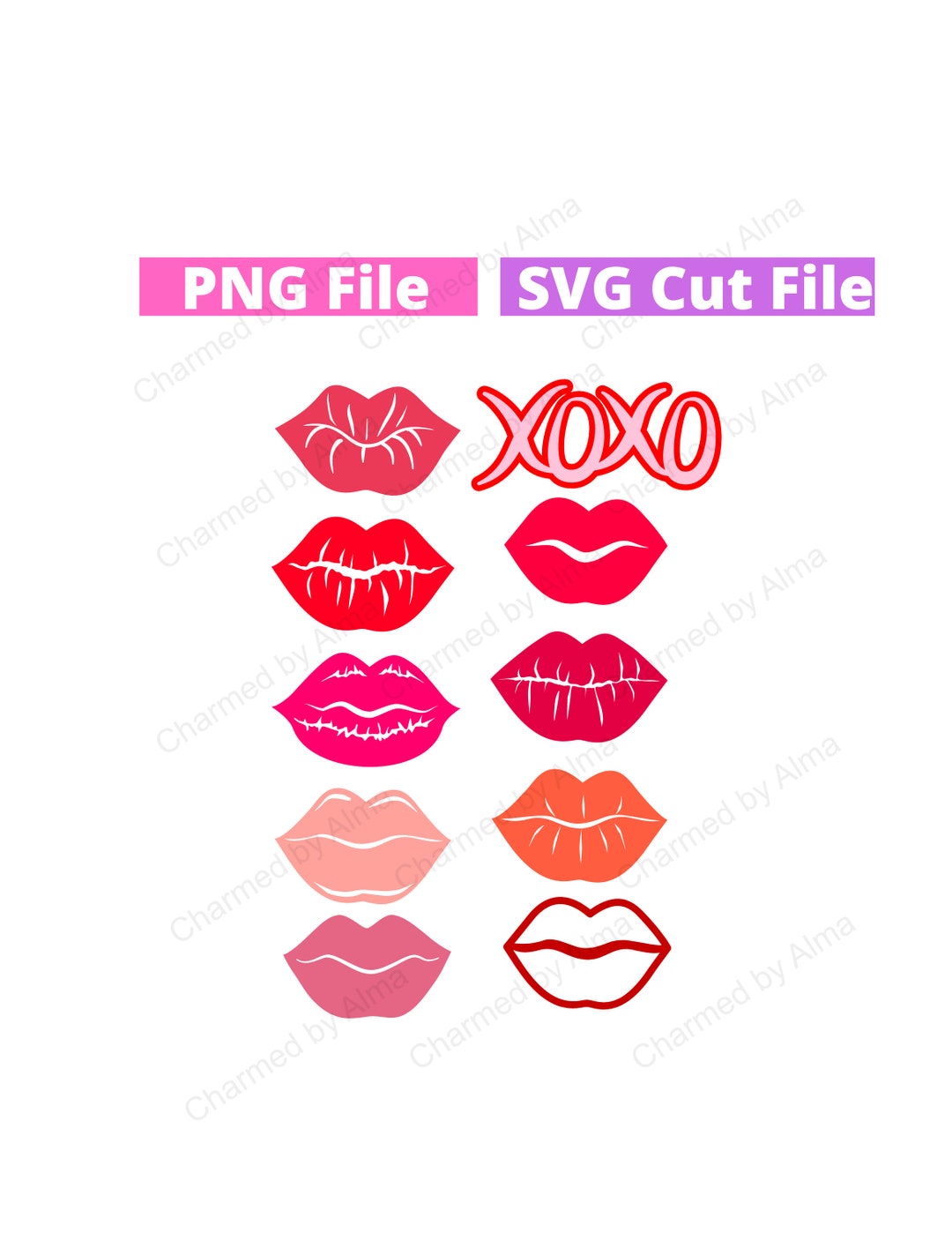 Valentine's Day, Lips and Kisses, SVG, PNG, Party Decorations ...