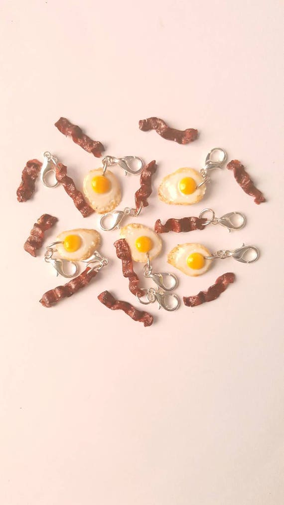 Bacon & Egg Charms clay charm miniature food breakfast | Etsy