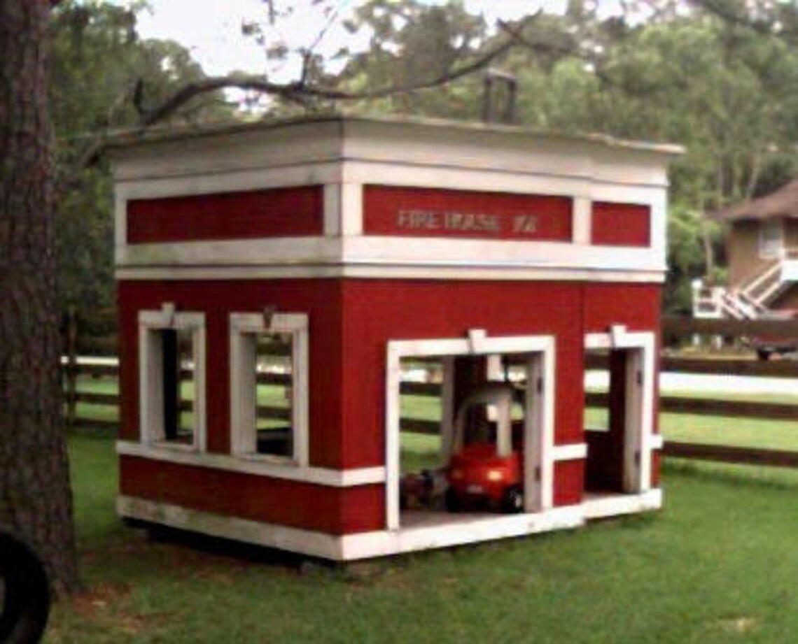 Set of 4 Playhouse Plans, Cottage, Castle, Firehouse, Castle Mountain ...