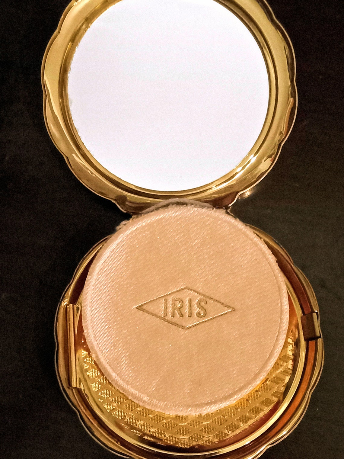 Iris Powder Compact, With Original Powder Puff, Unused, With Floral ...