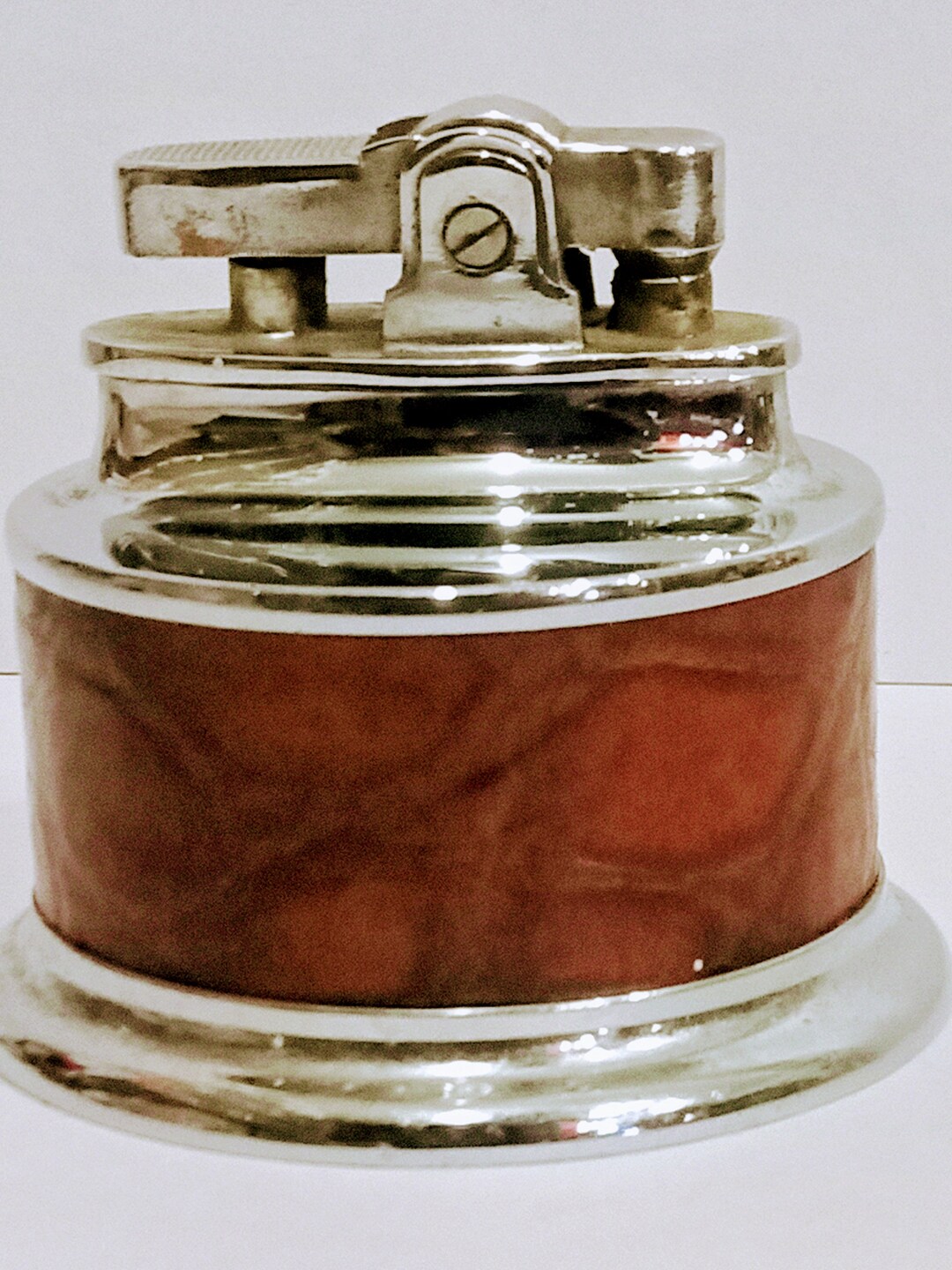 Rolstar Table Lighter, With Brown Pressed Leather Boarder. - Etsy