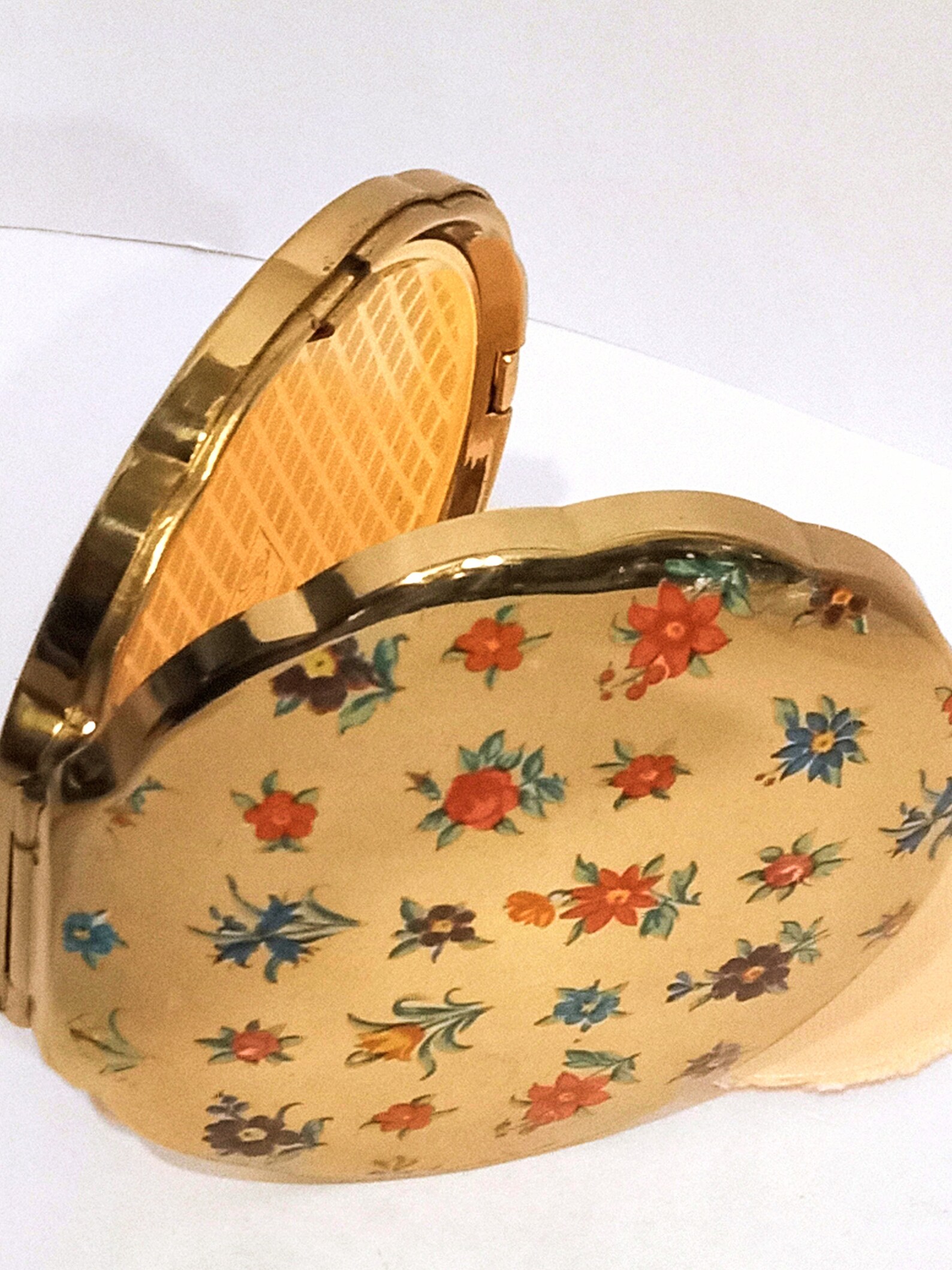 Iris Powder Compact, With Original Powder Puff, Unused, With Floral ...