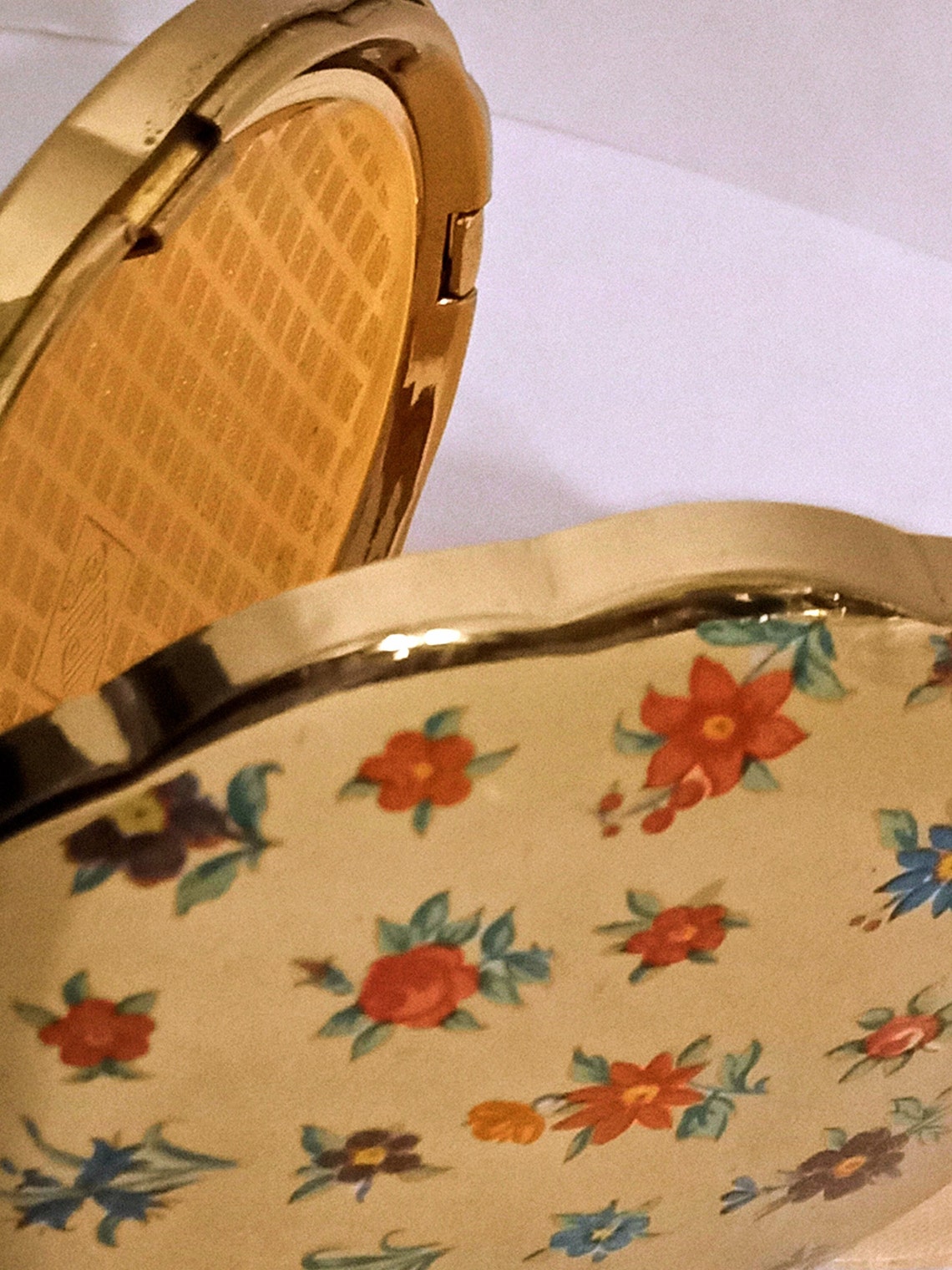 Iris Powder Compact, With Original Powder Puff, Unused, With Floral ...