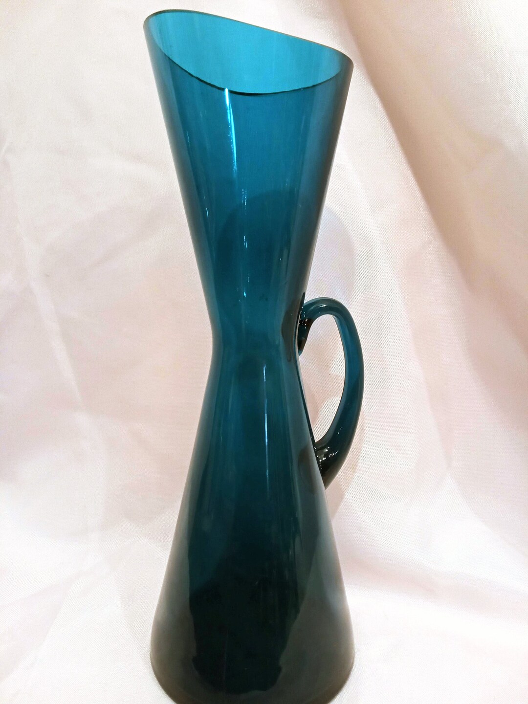 Mid Century Aqua Marine Glass Pitcher Unused and in Excellent Condition ...