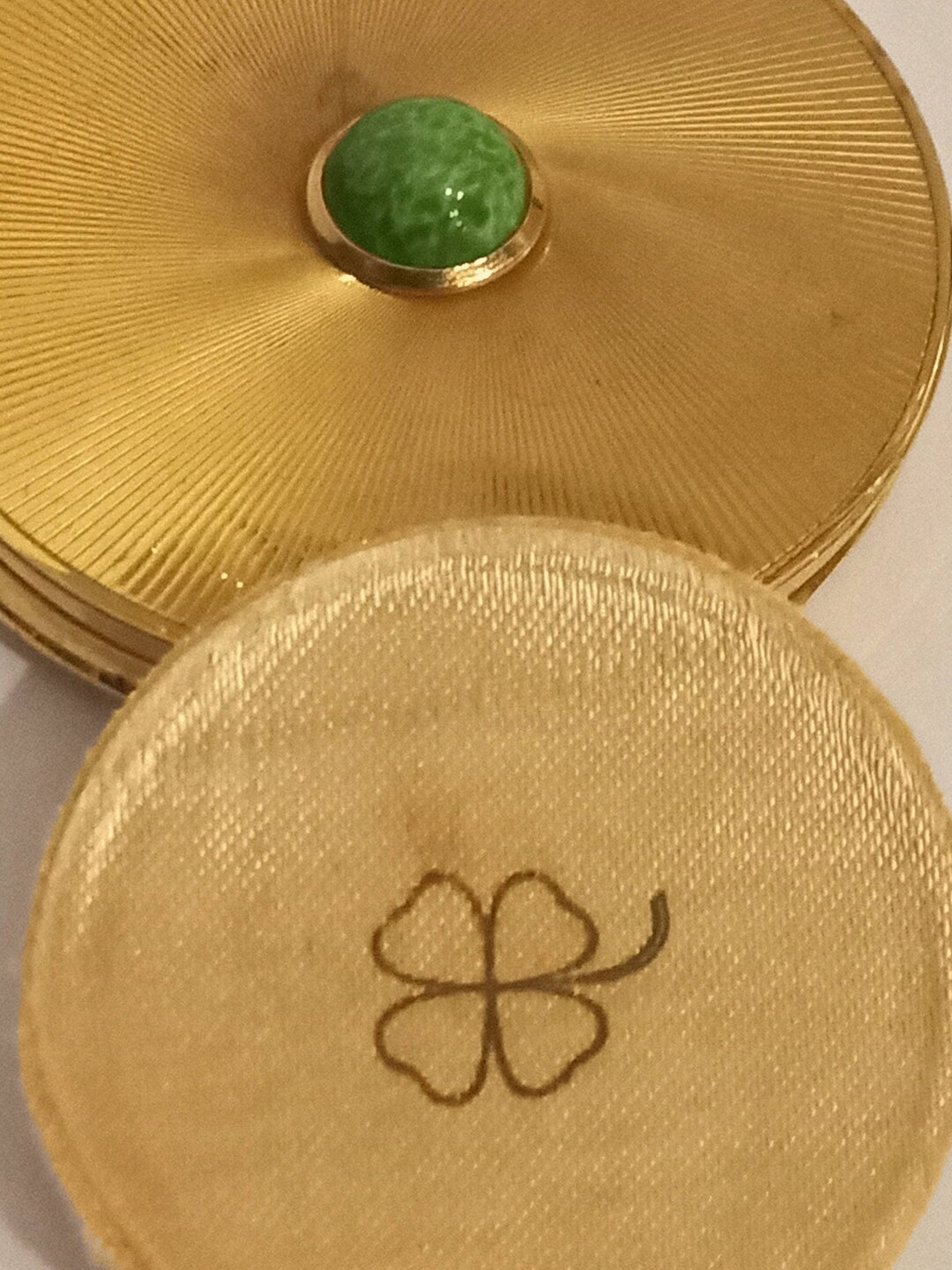 Vintage Powder Compact, With Powder Puff and Pouch. A Souvenir of ...