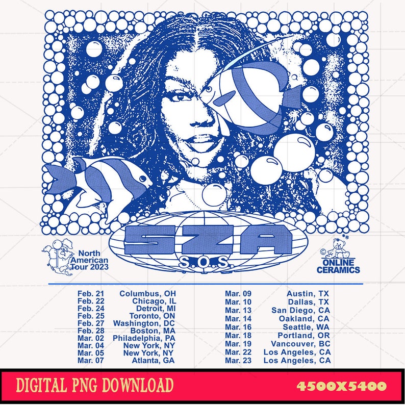 SZA SOS Tour Png Sza Merch 2023 Png Sza North American Tour - Etsy Israel