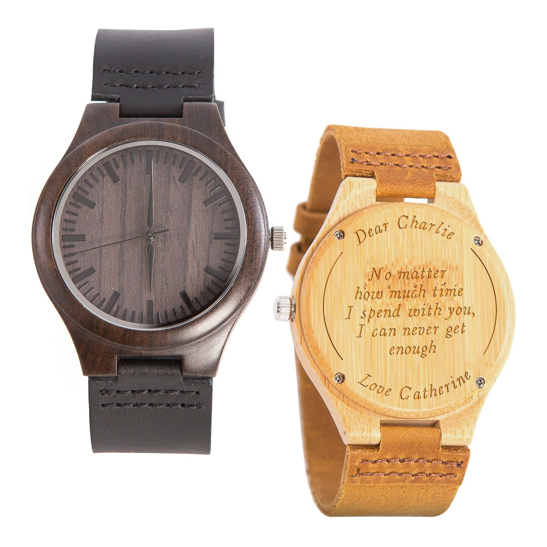 Personalized Wooden Quartz Watch With Adjustable Leather Band, Miyata ...