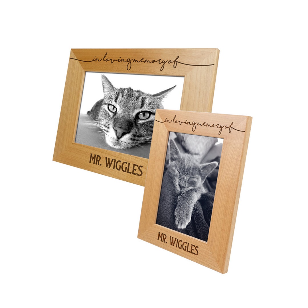 Custom Cat Photo Frame, Laser Engraved - Pet Loss Frame, Cat Mom Gift ...