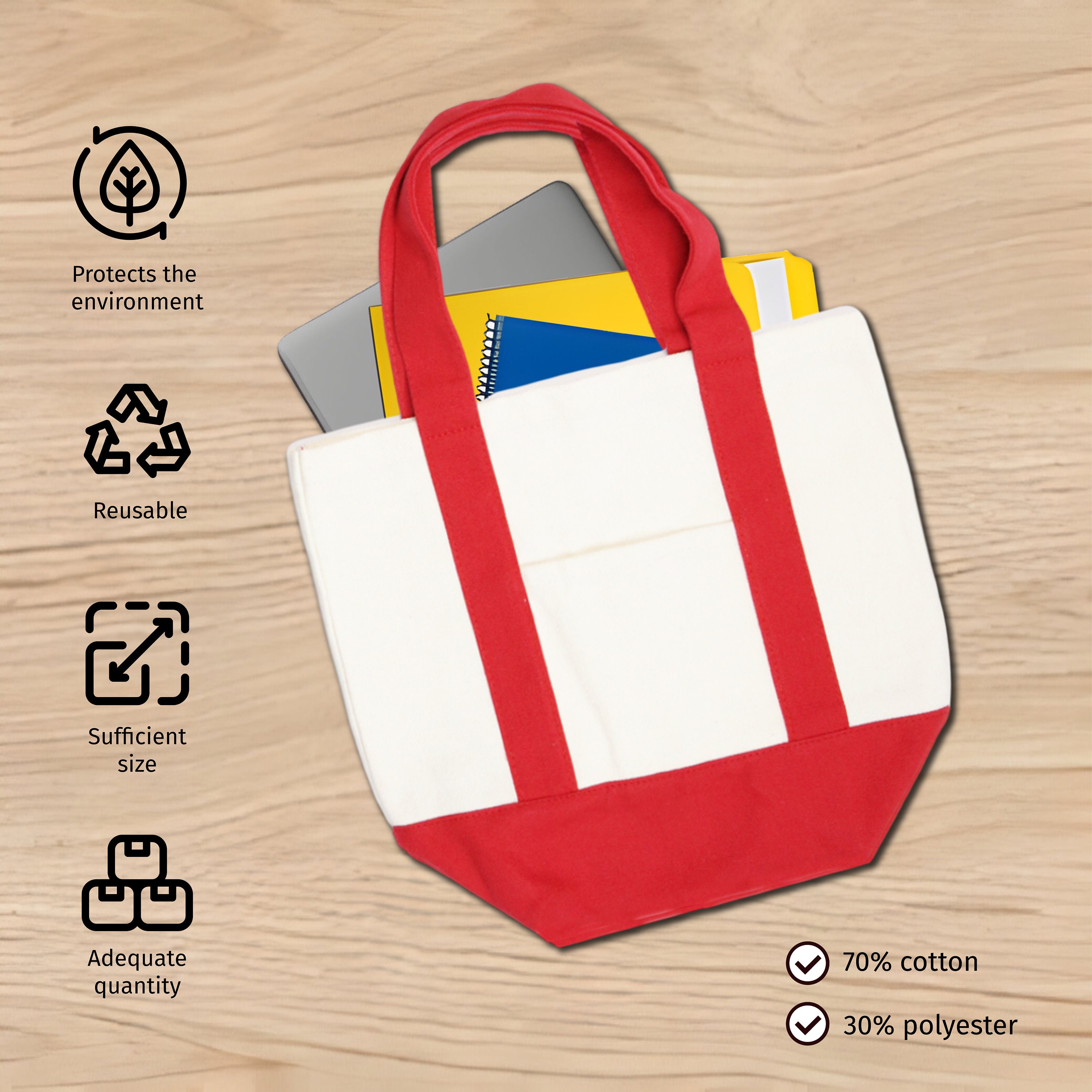 Custom 16oz Mini Canvas Tote Bag With External Pockets, Everyday Bag ...