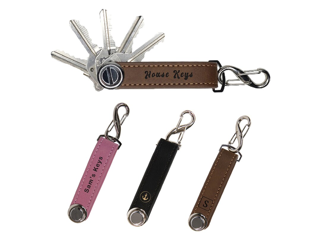 Personalized Laserable Faux Leather Key Organizer, Holds 5 Keys ...