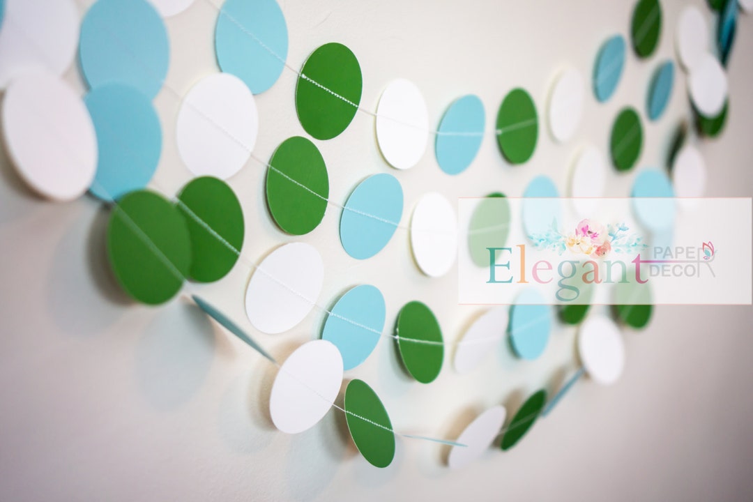 Paper Garland Green/ Blue and White Decorations - Etsy