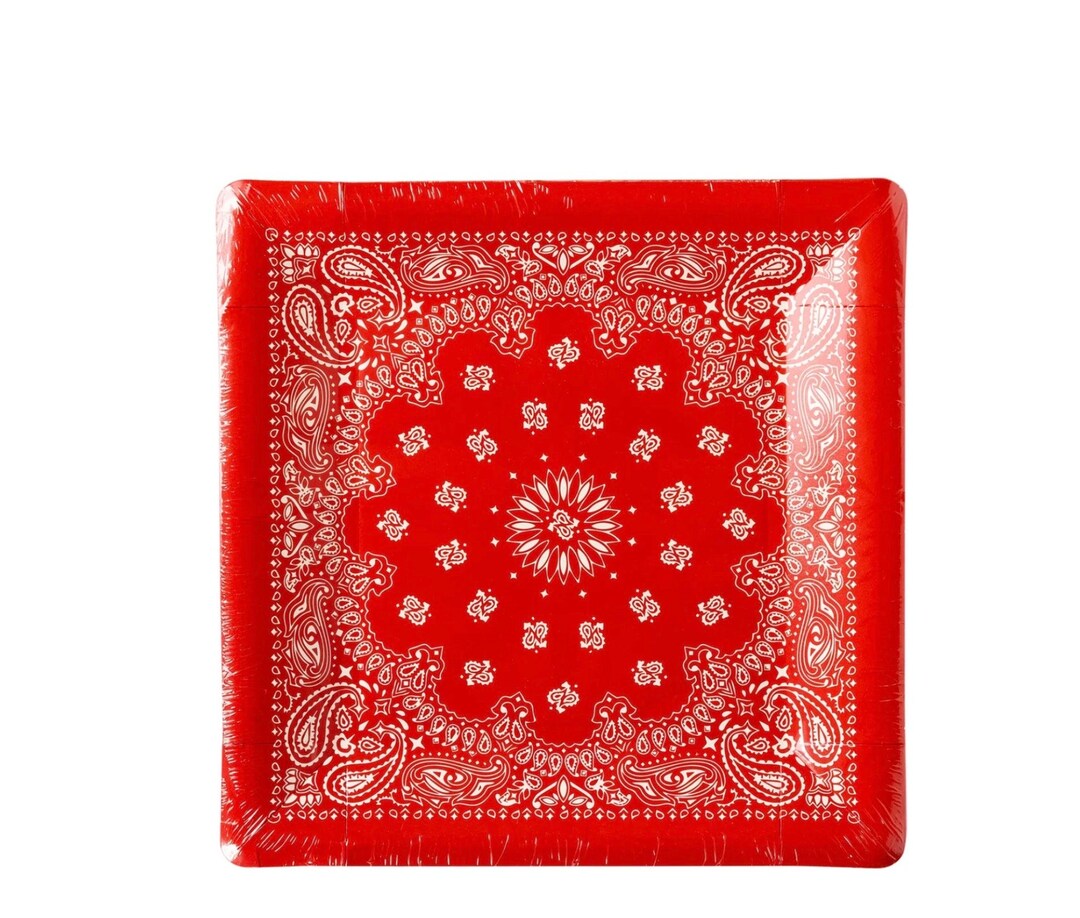 Red Bandana Square Plates - Etsy