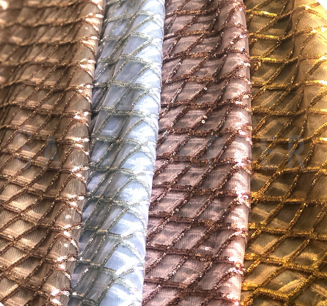 Diamond Sequin Fabric, Rose Gold, Gold, Champagne, Silver Diamond ...