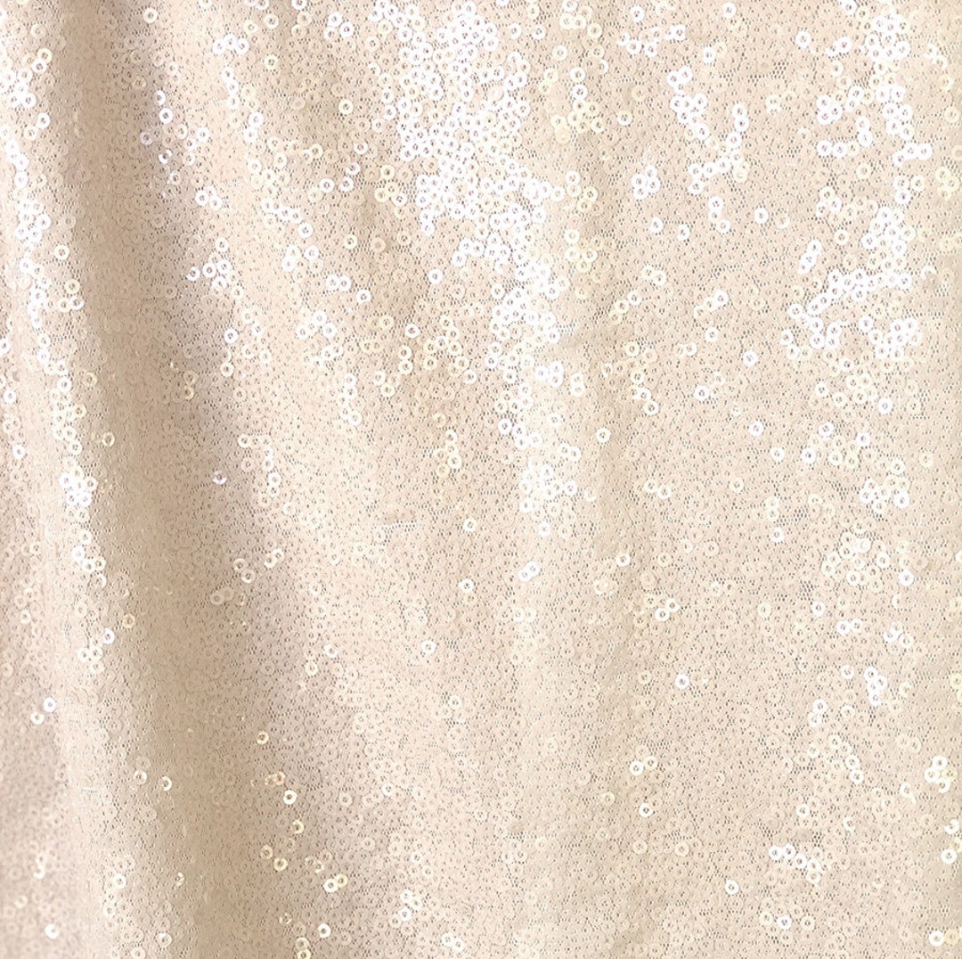 Ivory Sequin Fabric, Glitz Full Sequins Fabric, Ivory Full Sequin on ...