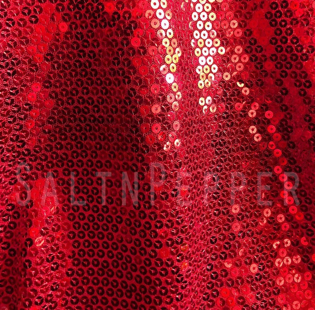 Red Sequin Fabric, 5mm Full Sequins on Mesh Fabric, Red Sequins Sewed ...