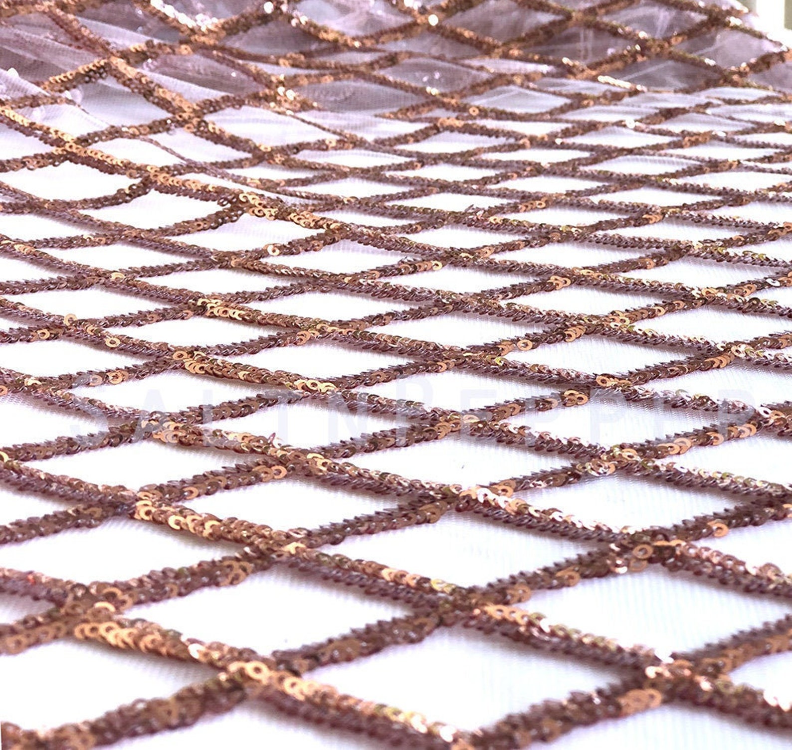 Diamond Sequin Fabric, Rose Gold, Gold, Champagne, Silver Diamond ...