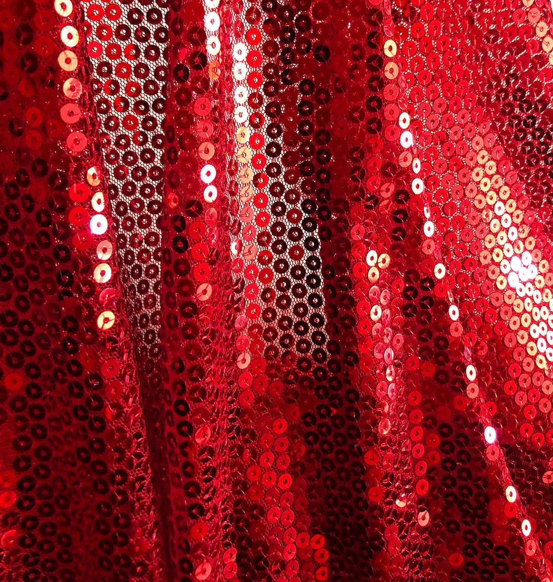 Red Sequin Fabric 5mm Full Sequins on Mesh Fabric Red - Etsy