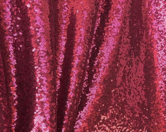 Burgundy Sequin Fabric Dark Red Glitters Sequins Fabric for | Etsy