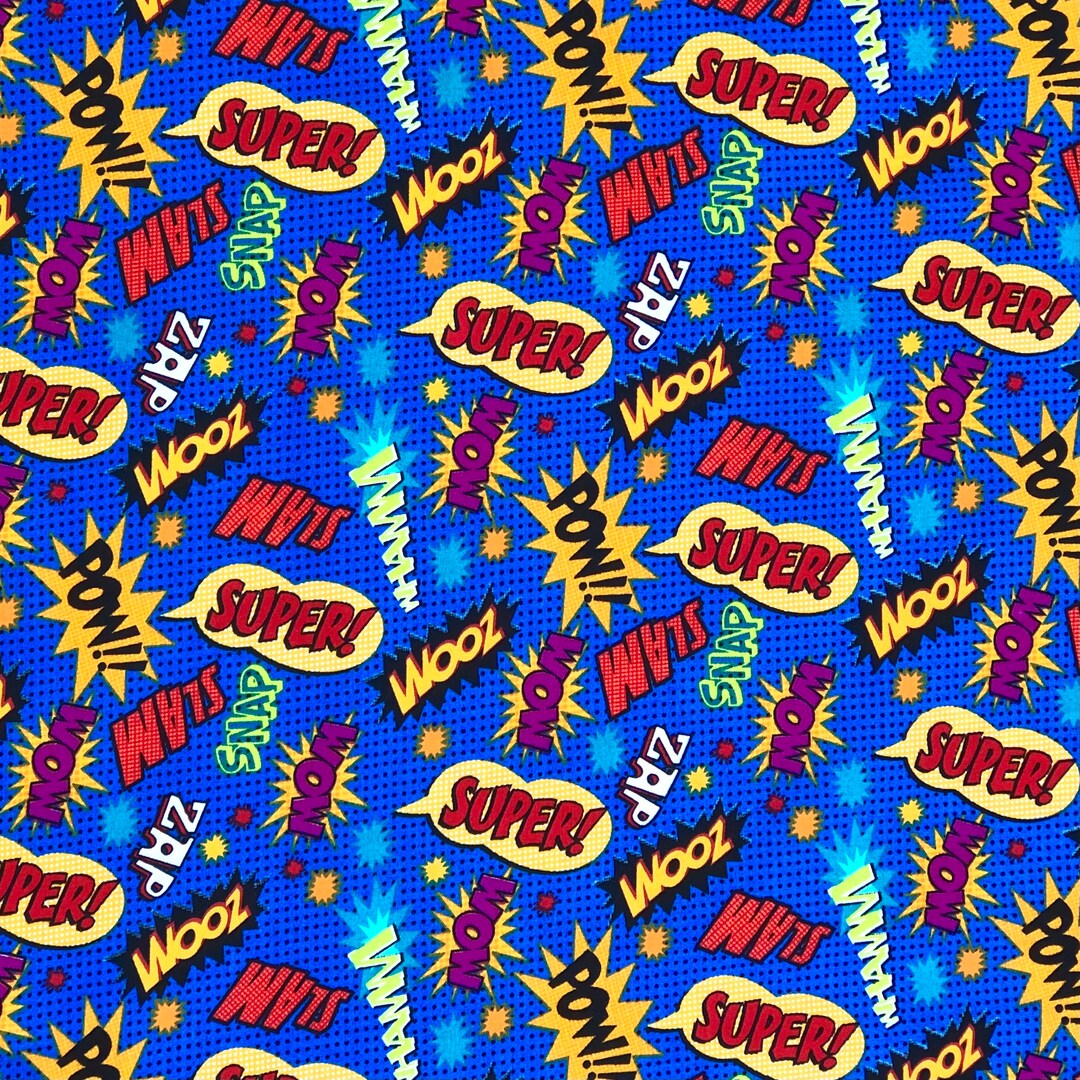 Comic Words Cotton Fabric by the Yard - Etsy