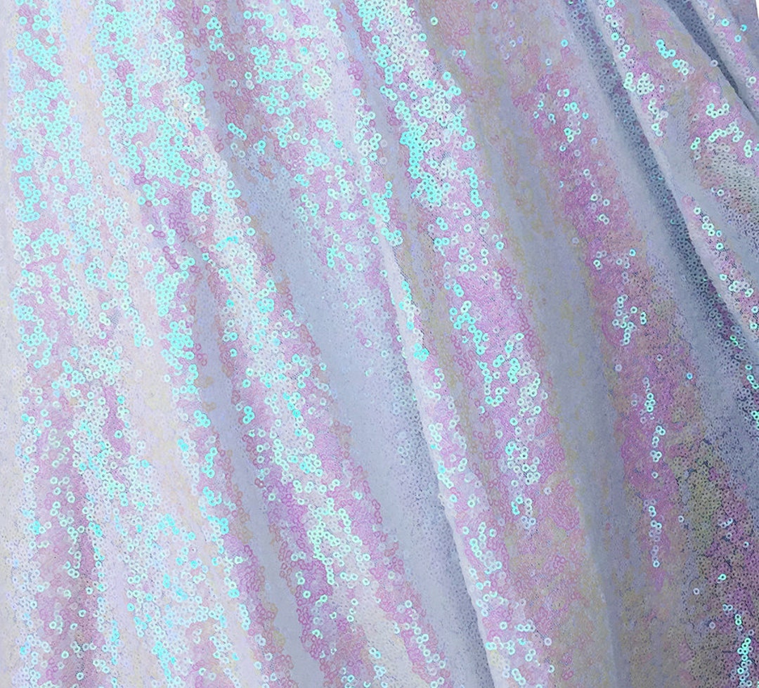 White Iridescent Sequins Fabric, Glitters Full Sequins Fabric for Dress ...