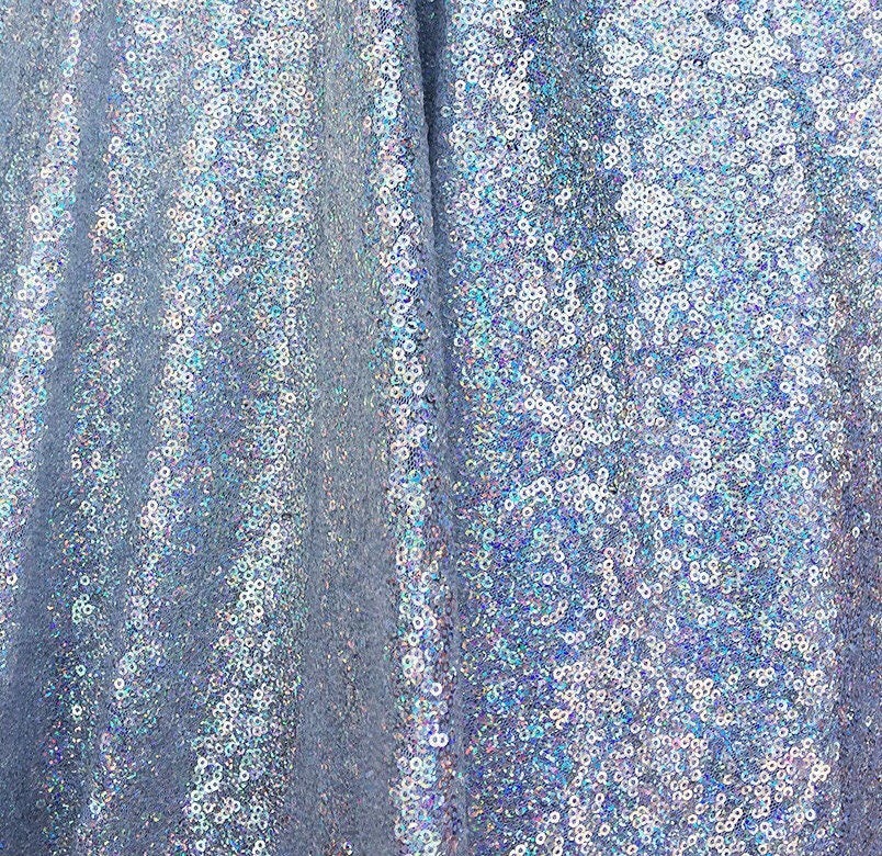 Silver Iridescent Sequins Fabric, Glitz Sequins Fabric for Dress, Full ...