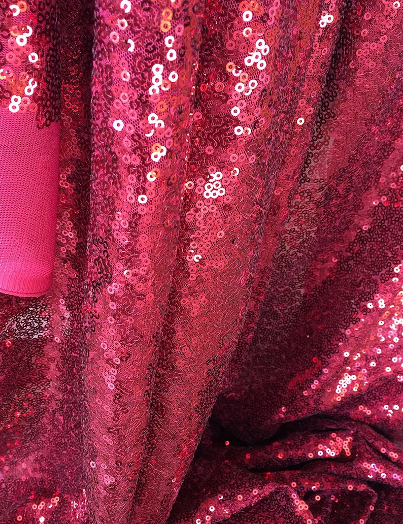 Burgundy Sequin Fabric Dark Red Glitters Sequins Fabric for - Etsy Canada