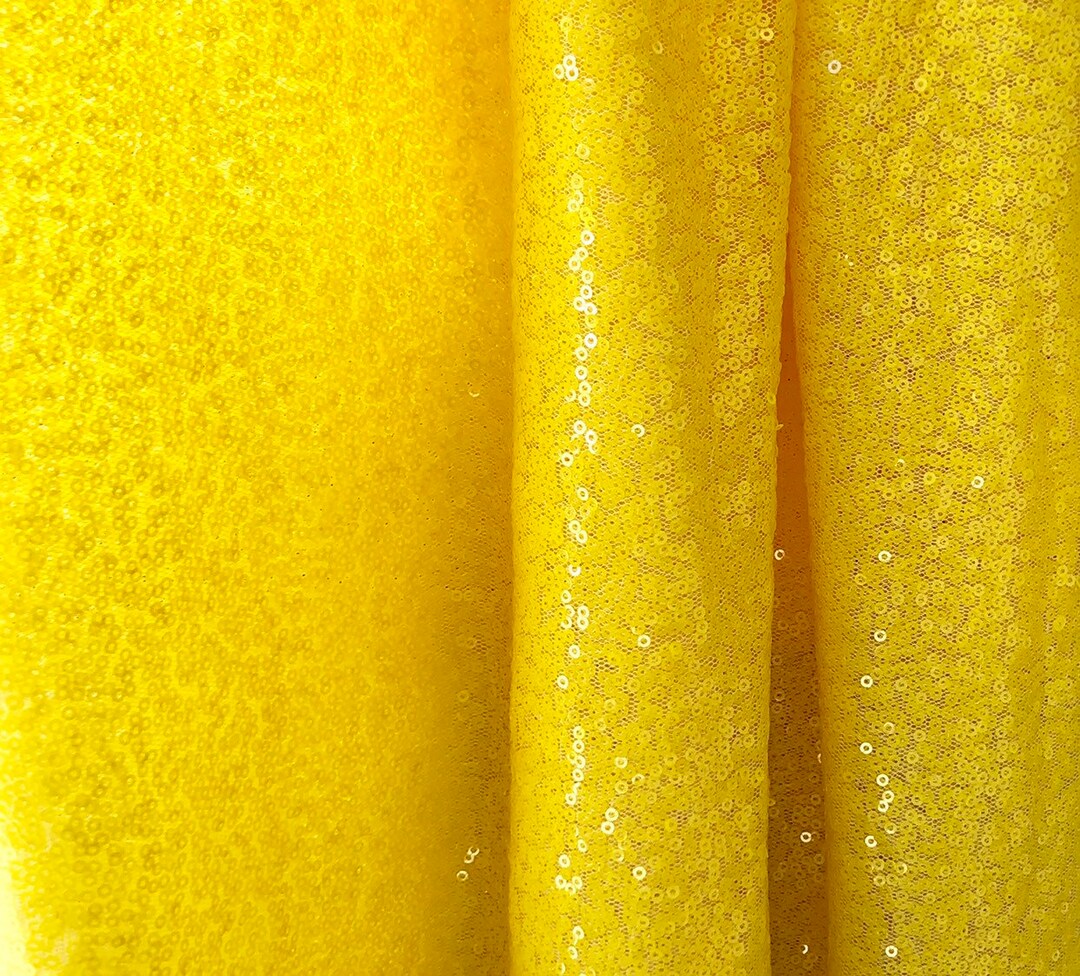 Yellow Sequin Fabric, Glitter Full Sequins Fabric for Dress, Full ...