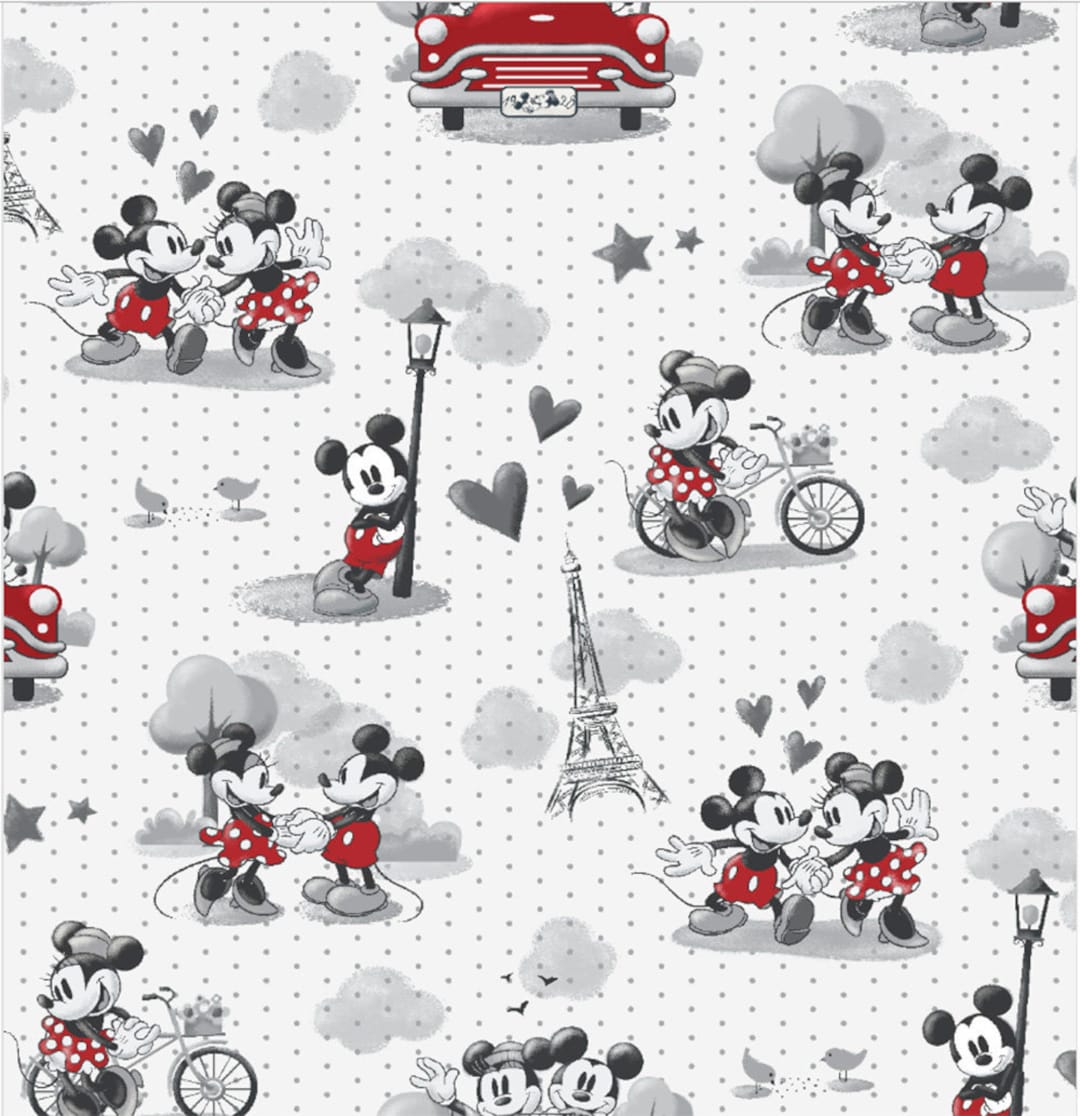 Disney Fabric, Mickey & Minnie Mouse Cotton Fabric, Mickey and Minnie ...