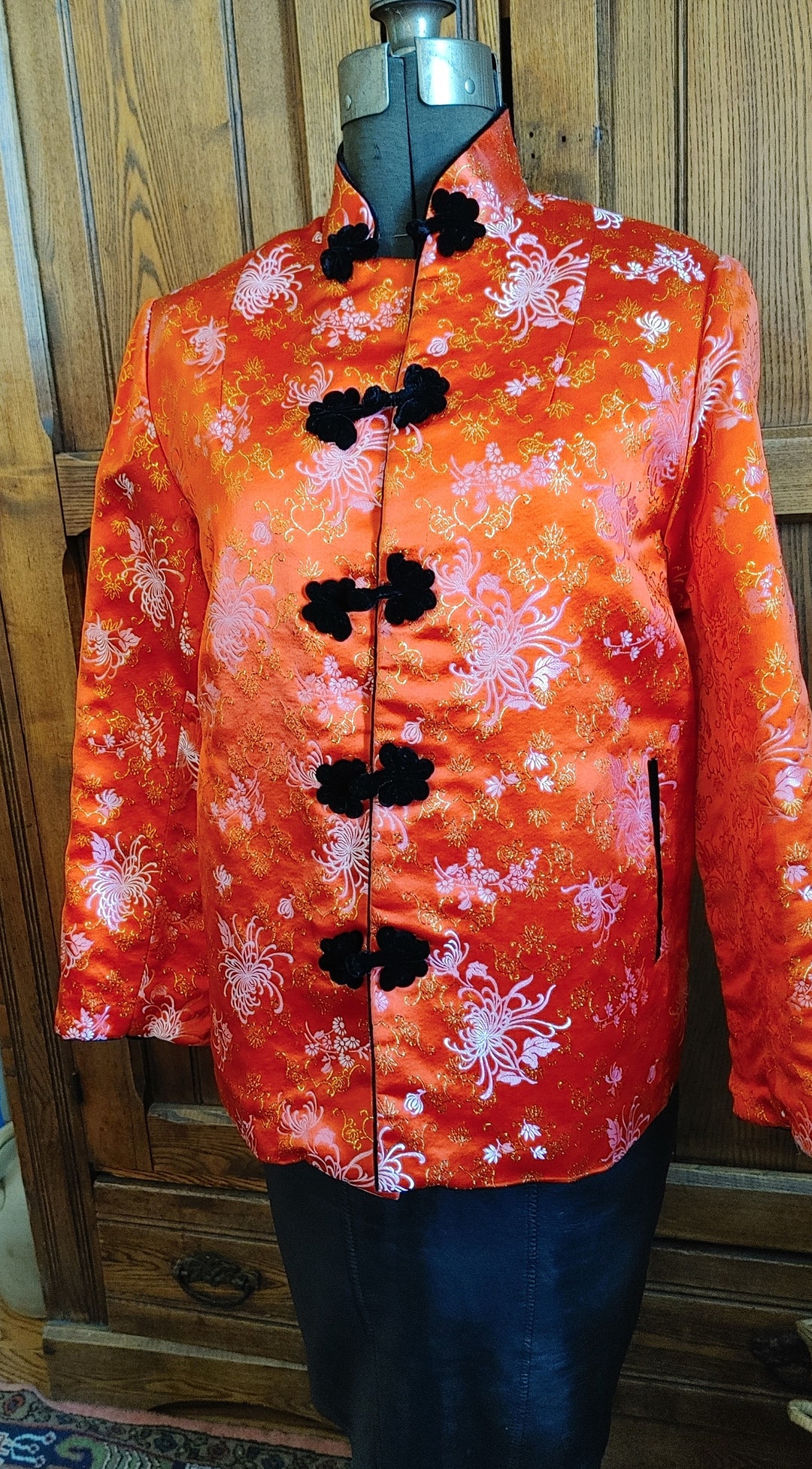 Small, Traditional Three-season Asian/mandarin Jacket, Vintage 80s-90s ...