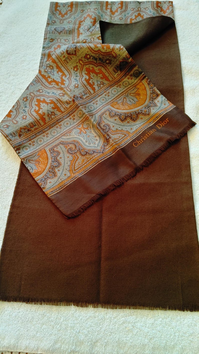 Vintage 1980s-90s Christian Dior Dark Chocolate Silk/wool Man's Scarf ...