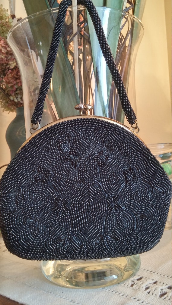 vintage 1940s black bugle - Gem