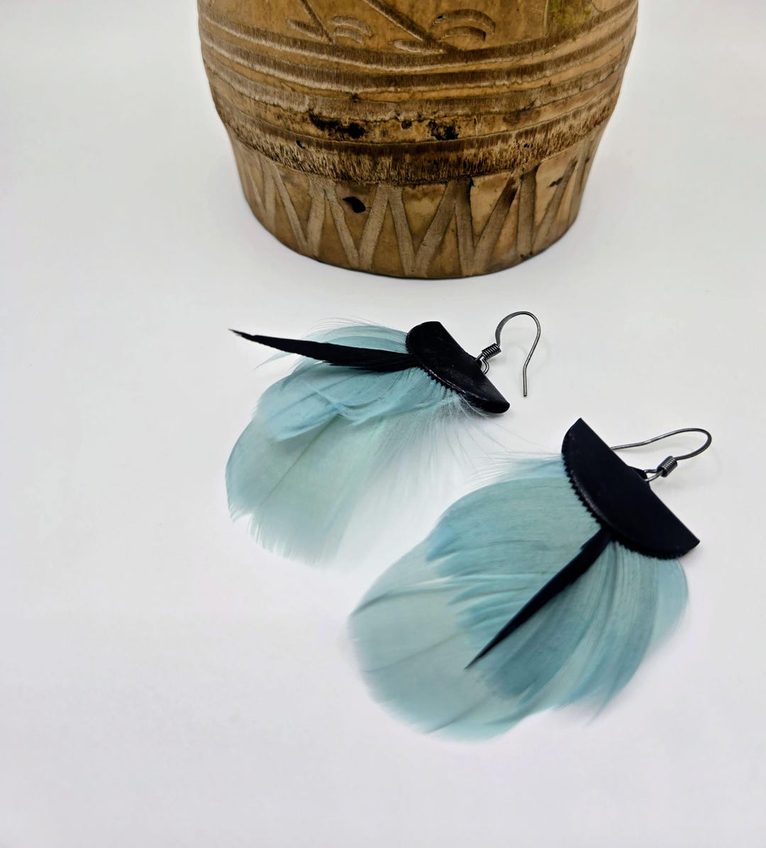 Baby Blue Feather Earrings | Natural Feather Earrings | Real Feather ...