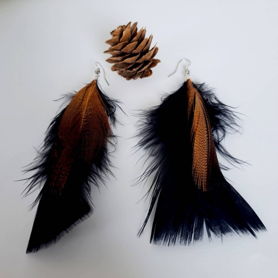 Natural Feather Earrings Real Feather Earrings Unique Jewelry ...