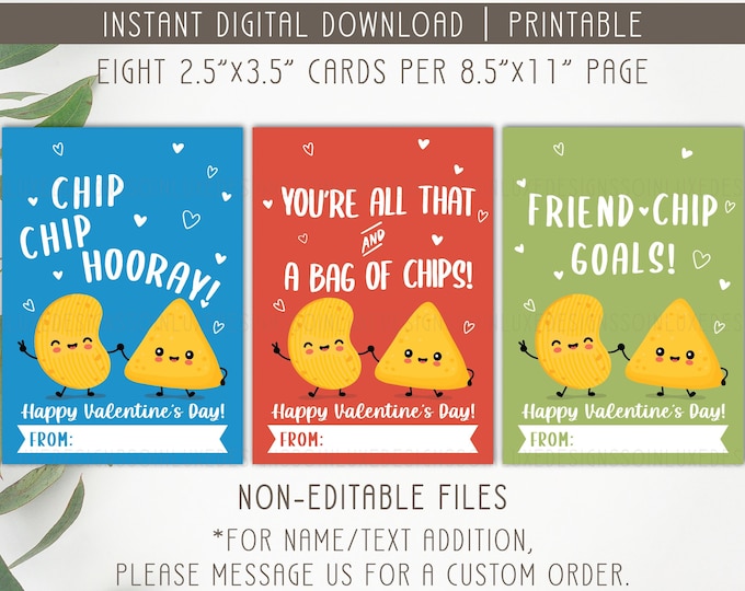 Printable Valentines Day Chips Tags - Preschool Snack Label - Kids ...