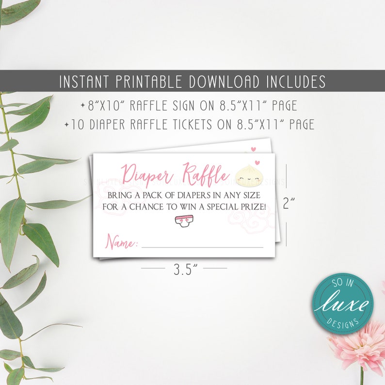 Dim Sum Diaper Raffle Sign Tickets | Dimsum, Dumpling, Instant Download ...