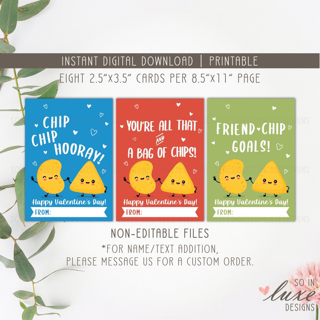 Chips Valentine Tags Kids Classroom School | Valentines Instant ...