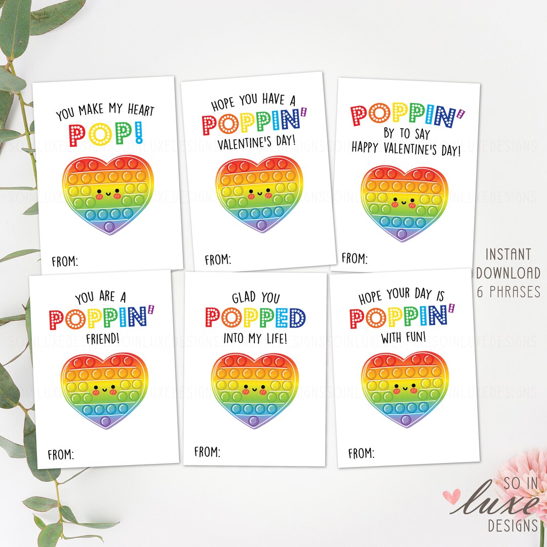 Pop It Valentine Card Printables | Popper, Poppin, Kids, Valentine's ...