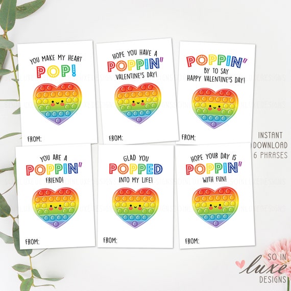Pop It Valentine Card Printables Popper Poppin Kids | Etsy