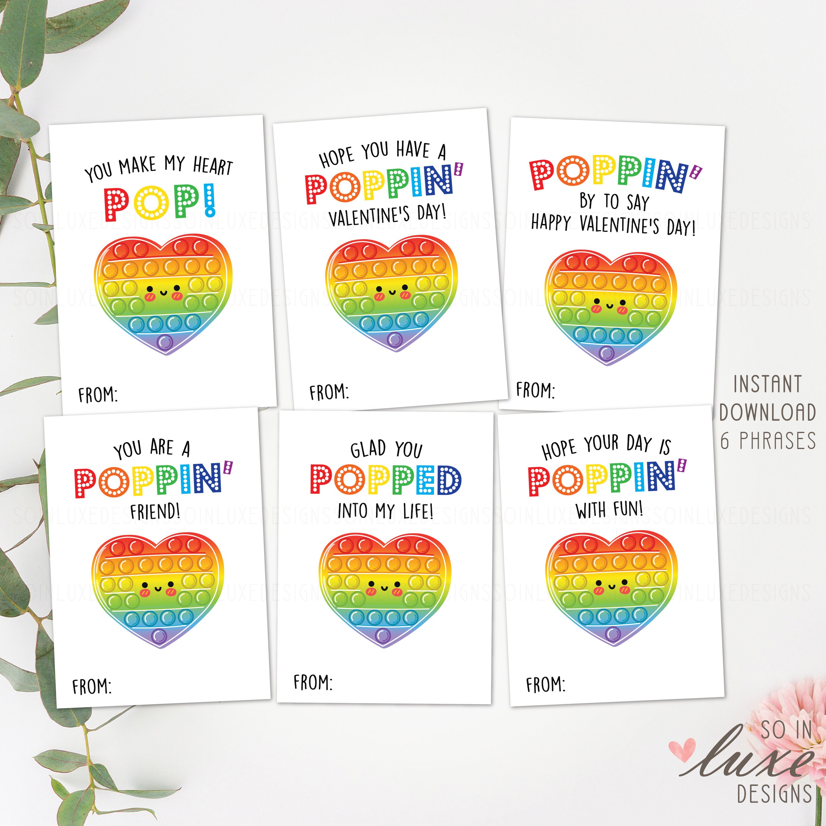 Pop It Valentine Card Printables Popper, Poppin, Kids, Valentine's Day ...