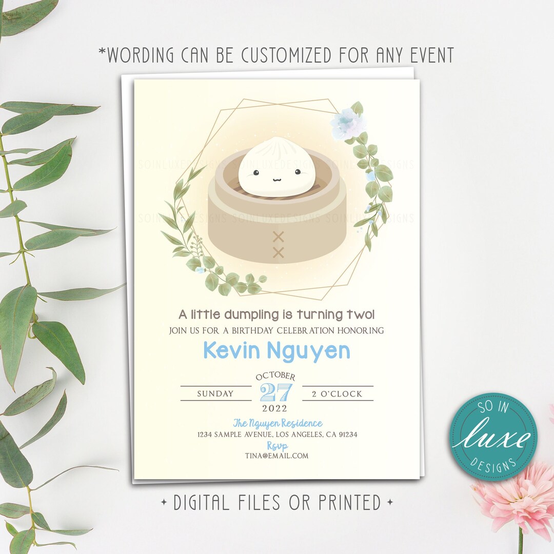 Dim Sum Birthday Invitation Dimsum Dumpling Bao Baby Boy - Etsy