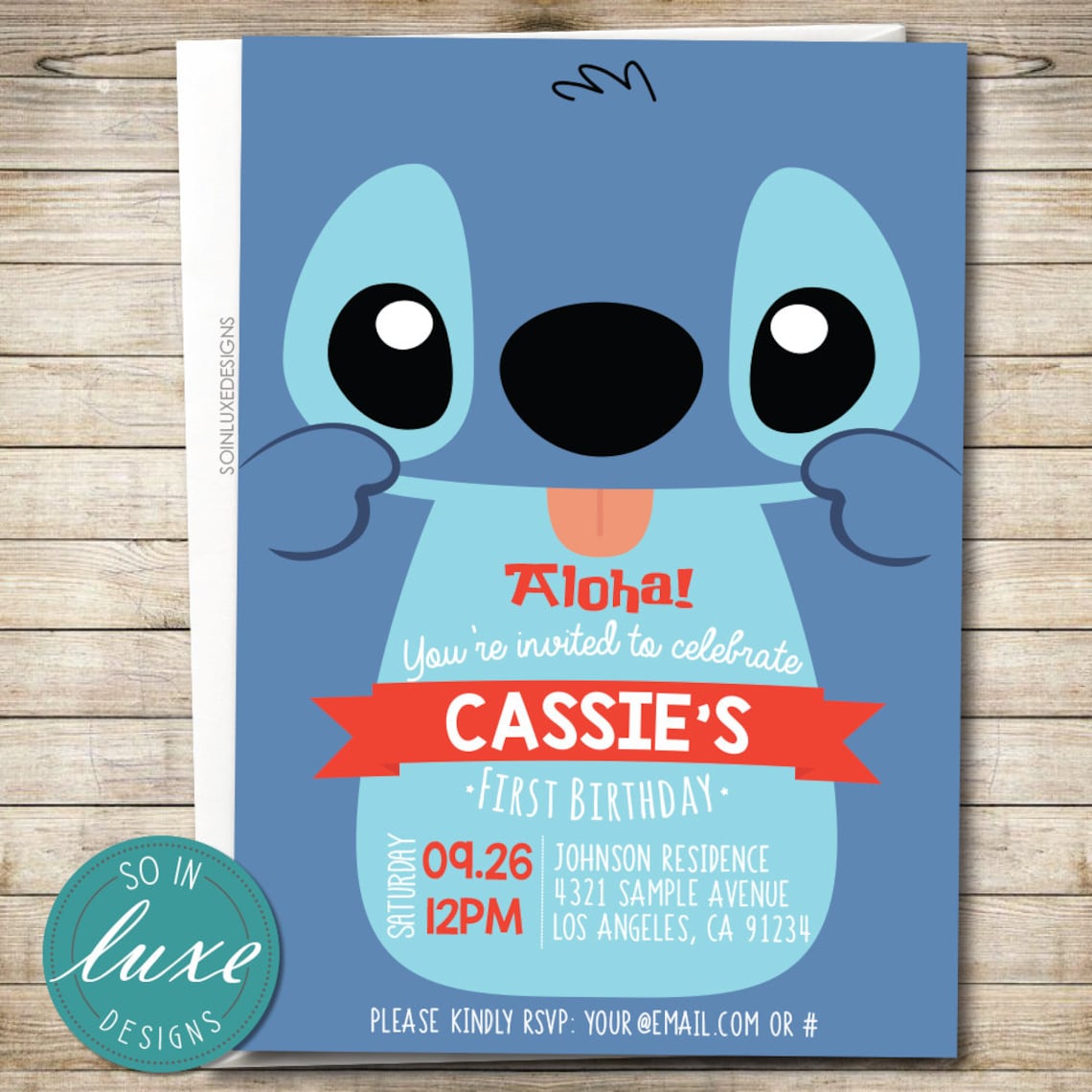 Stitch Birthday Invitation | Lilo and Stitch, Kid, Boy, Girl, Disney ...
