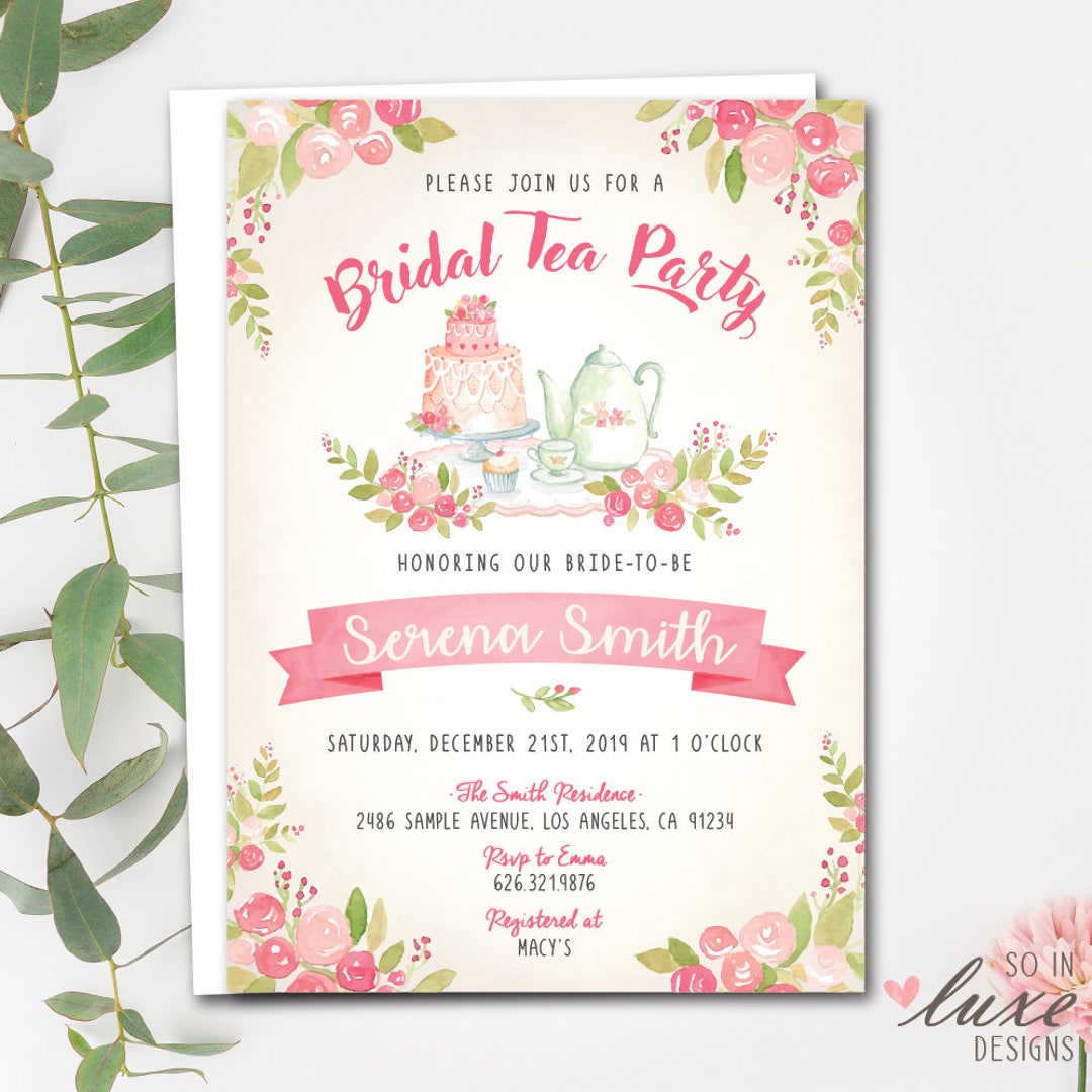 High Tea Bridal Party Invitation | Afternoon Tea, Party, Whimsical ...