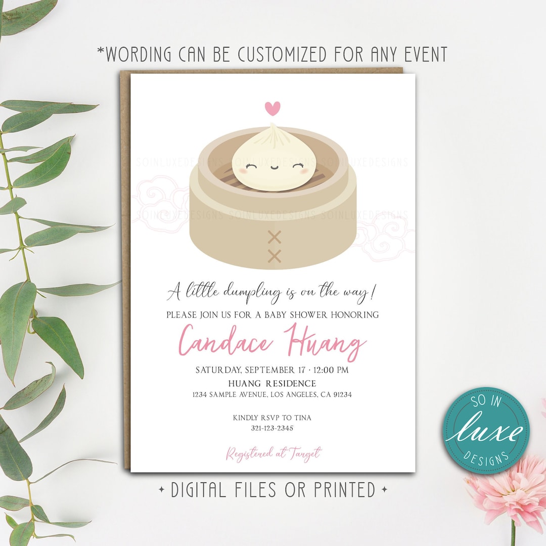 Dim Sum Baby Shower Invitation | Dimsum, Dumpling, Bao, Baby, Girl ...