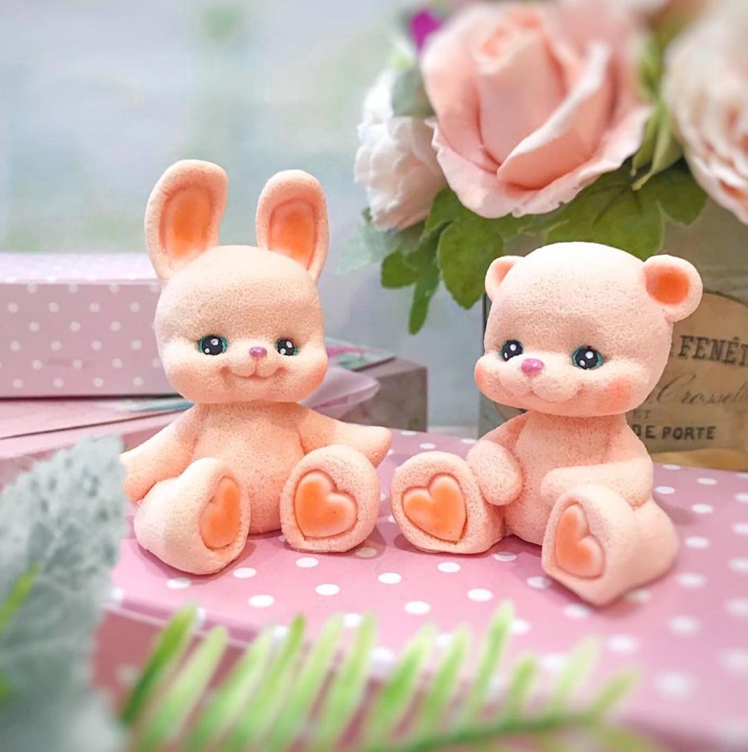 Plush Toys Mold Silicone Rabbit and Bear Mold Soap Bear Candle Bunny ...