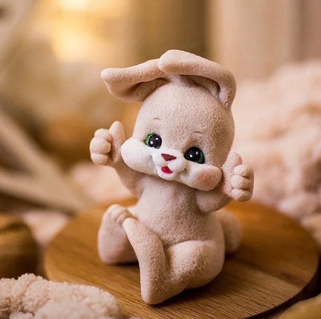 Rabbit Like Silicone Mold Happy Bunny Soap Candle Beeswax Cement Resin ...