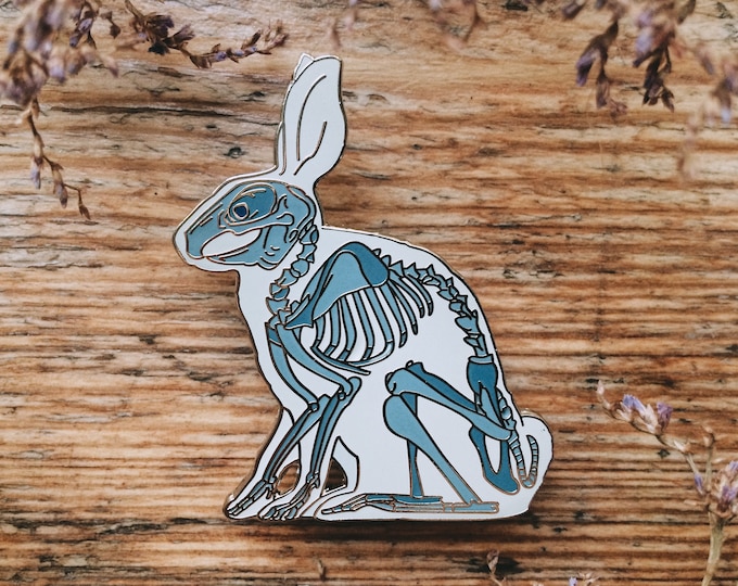 Rabbit Skeleton Hard Enamel Pin: Unique Bunny Lover Easter Gift - Etsy