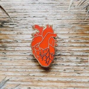 Enamel Pin Anatomical Heart Tiny Pin Red Medical Brooch for Doctors ...