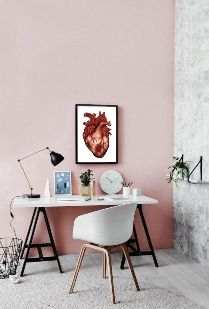 Human Heart Anatomy Print: Anatomical Poster Watercolor Art | Etsy