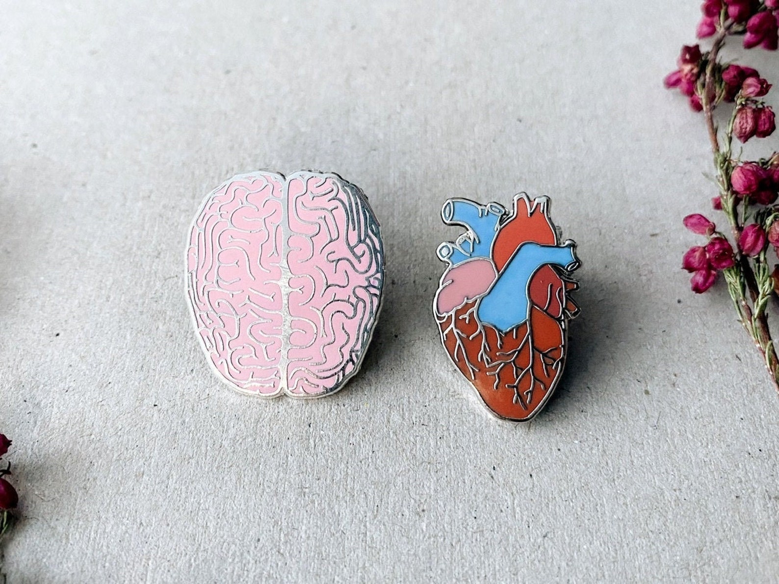 Anatomical Brain Heart Enamel Pin: Medical Anatomy Pin, Doctor Nurse ...