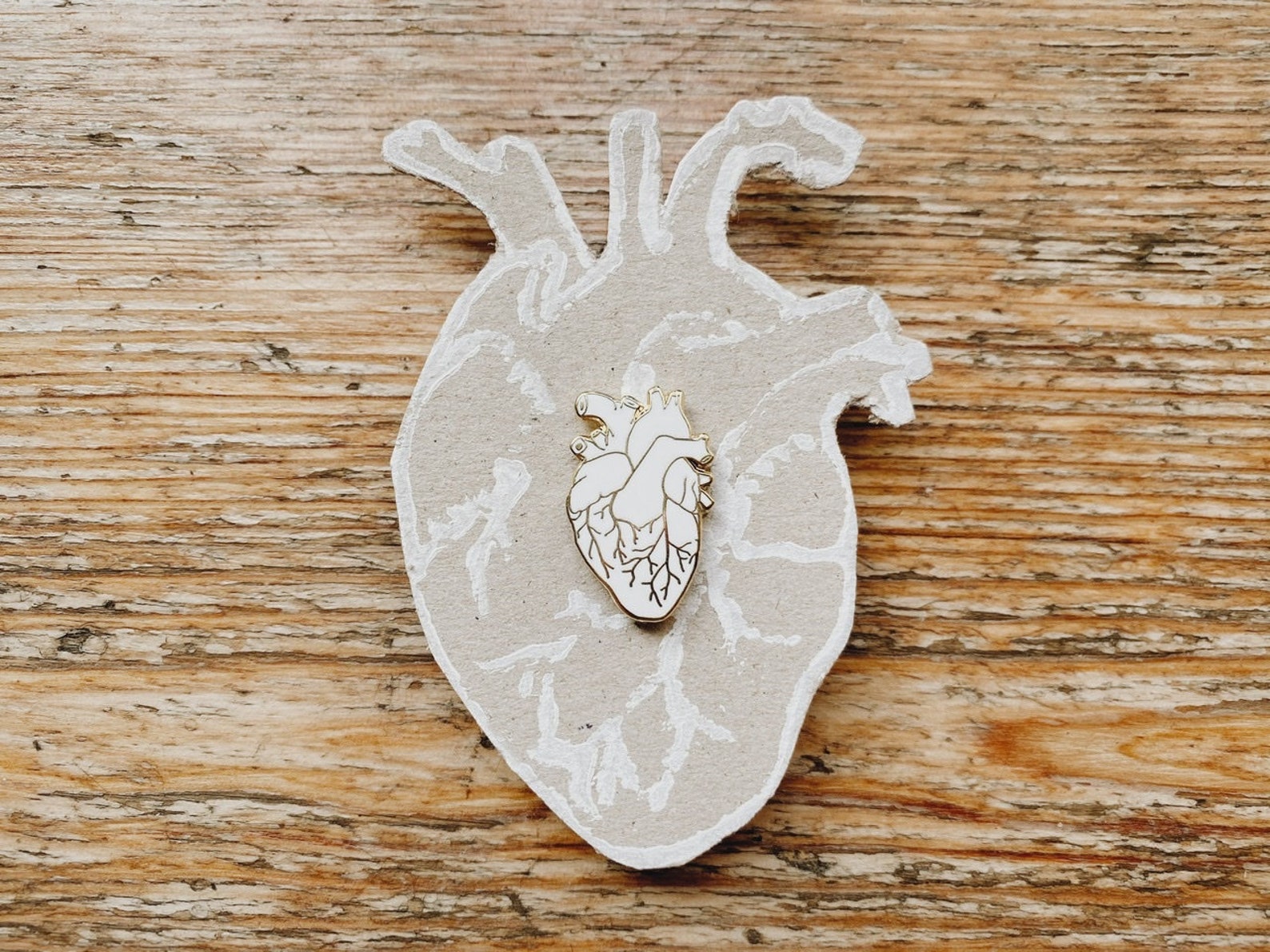 White Human Heart Enamel Pin: Small Anatomical Pin 1 Inch - Etsy